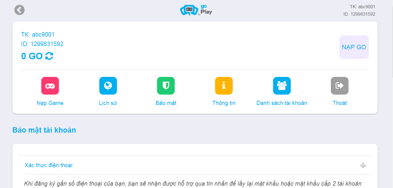 Hệ thống hỗ trợ (hotro.goplay.vn)